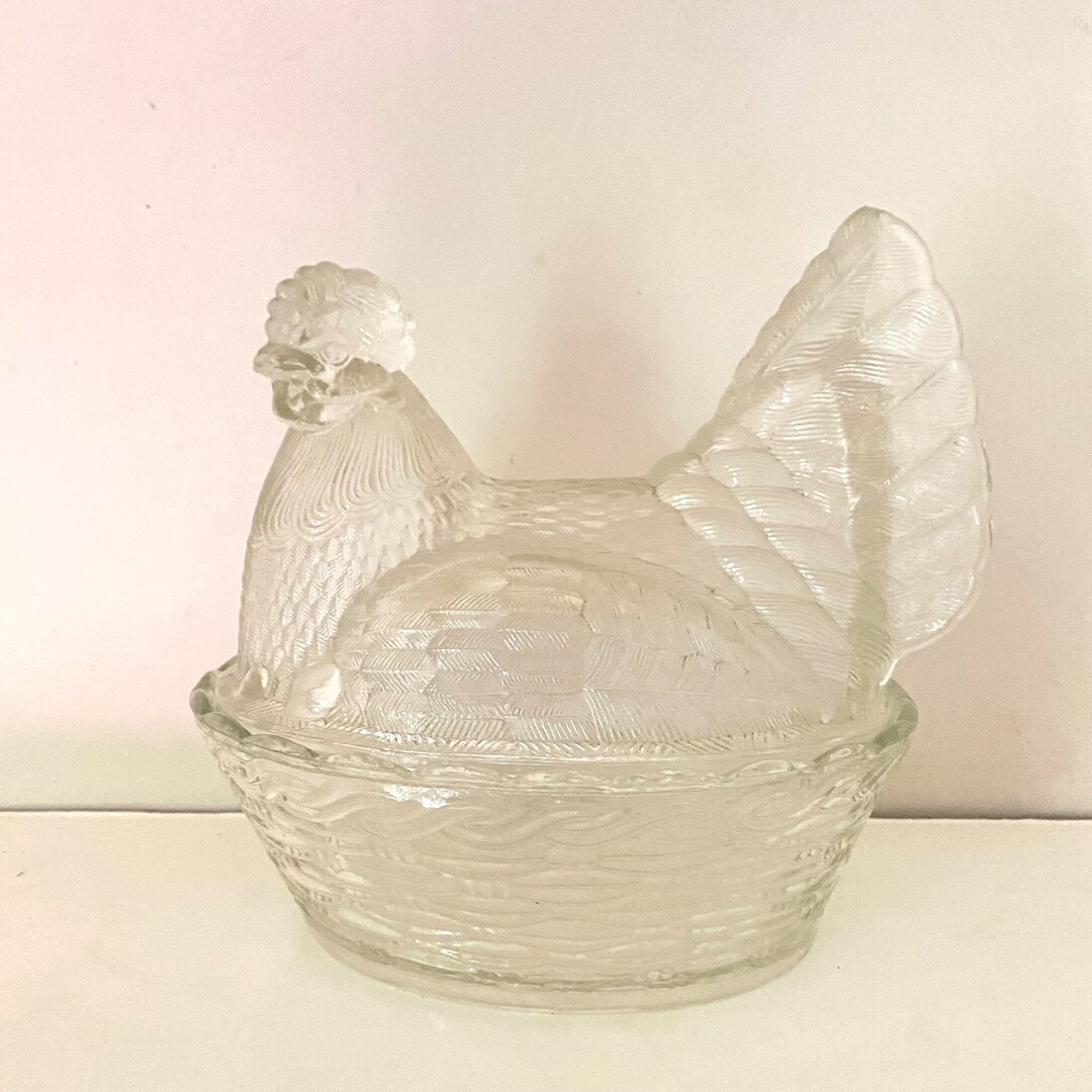 Zoomorphic Glass Candy Box, Glass Hen - Etsy