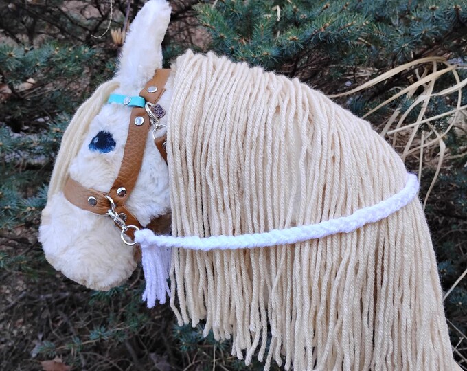 Light Gold Fluffy Hobby Horse With Light Brown Mane and Custom Bitless ...