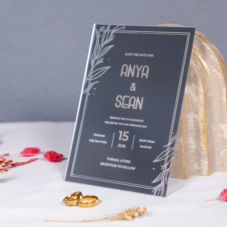 Silver Mirror Wedding Invitation, Reflective Silver Acrylic Invite ...