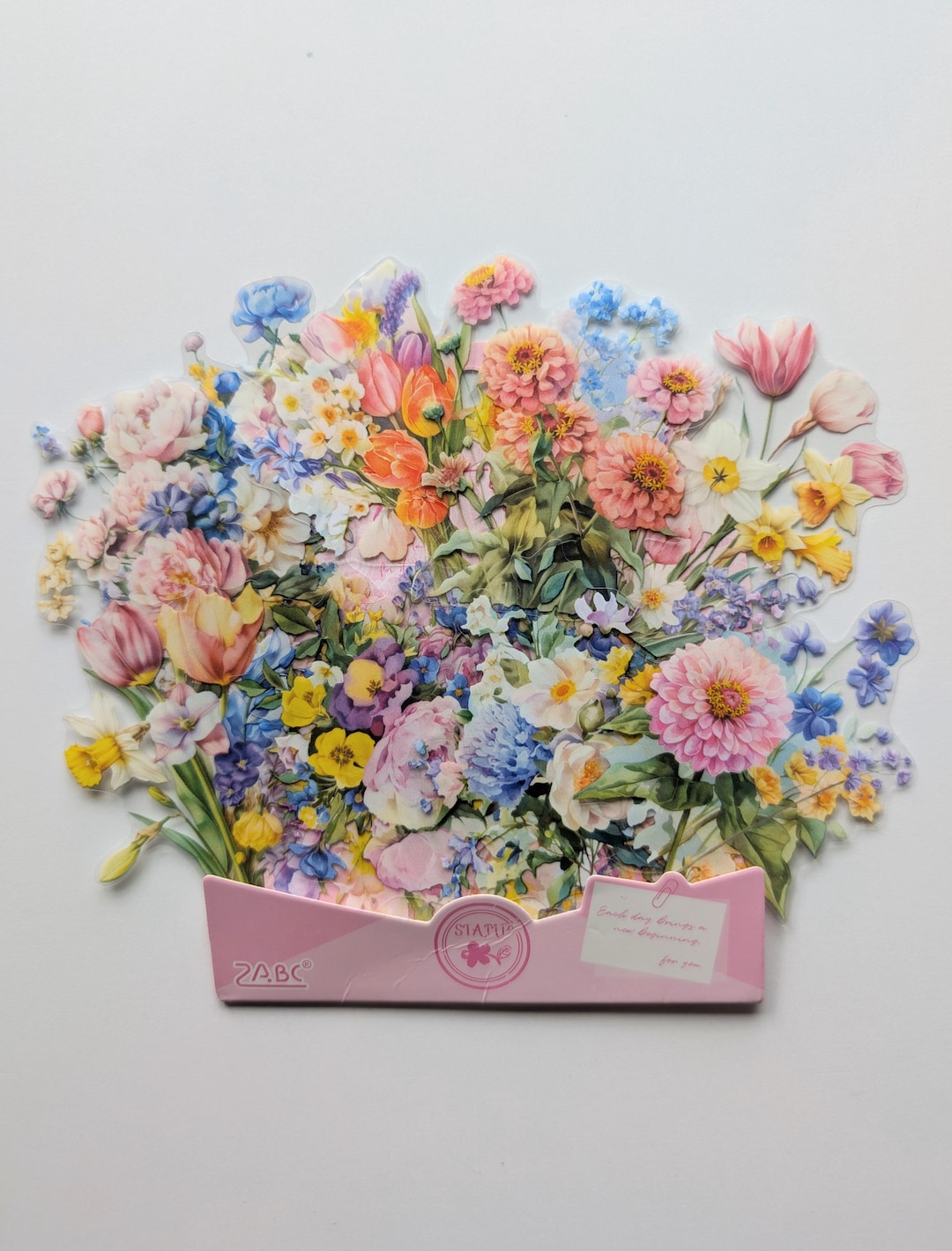 Flower Bouquet Stickers (20 Pcs), Transparent Botanical Stickers, Craft ...