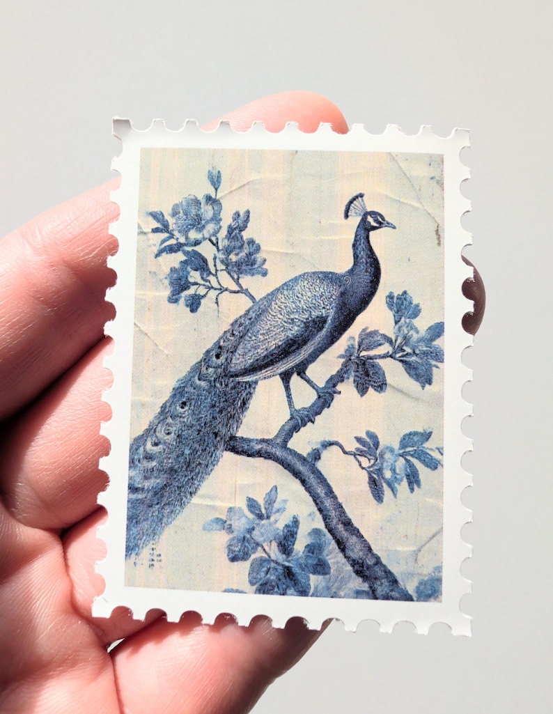 36 White & Blue Stickers/ Floral Stamp Stickers/ Craft Supplies/ Card ...