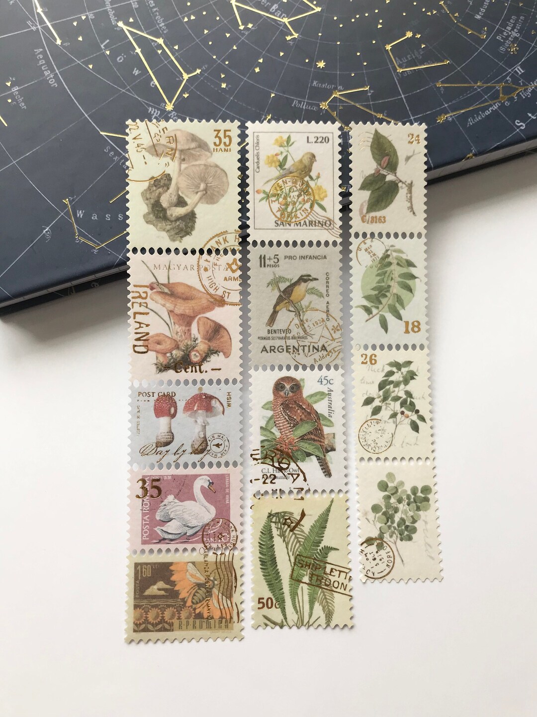 20-40 Nature Stamp Sticker Strips/ Scrapbook Animal Stamp - Etsy