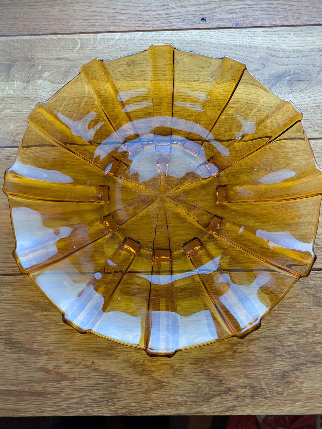 Art Deco Plate Depression Glass Amber Colored - Etsy
