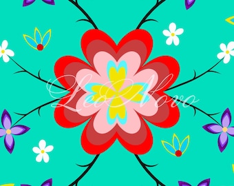 Blue Indigenous Floral Wall Art Flowers DIGITAL DOWNLOAD Printable Wall ...