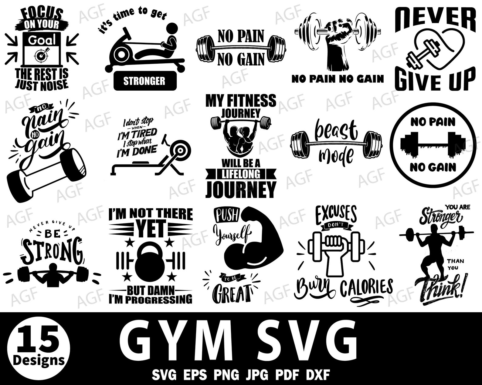 Gym Svg Bundle Exercise Svg Fitness Svg Motivational Svg - Etsy UK