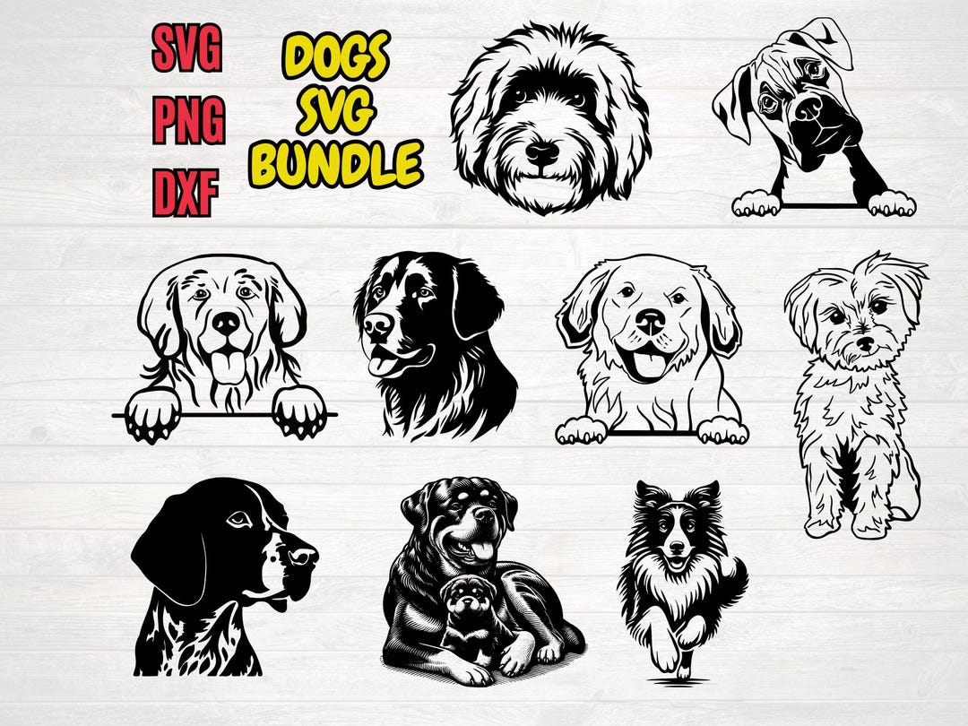 Dog Breed SVG Bundle: Pet Portrait Vector Graphics (digital Download ...