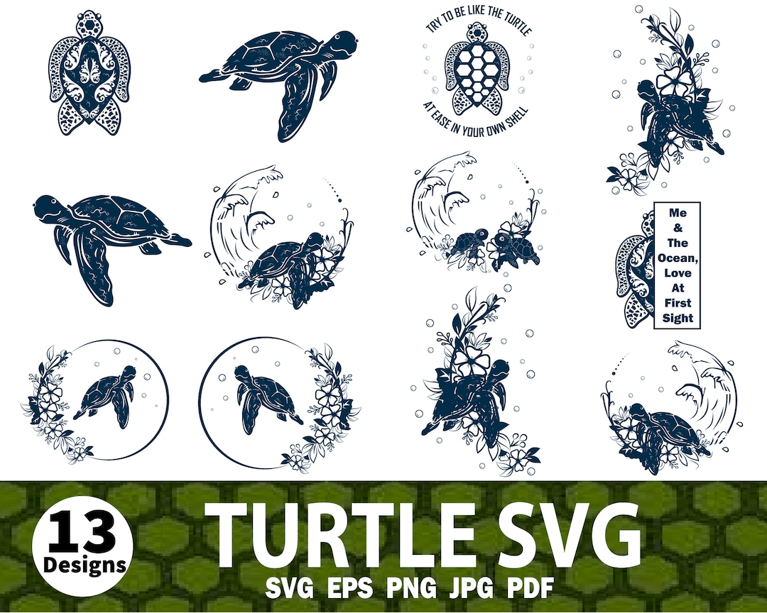 Tribal Turtle SVG: Sea Turtle Clipart, Ocean Animal Vector (digital ...