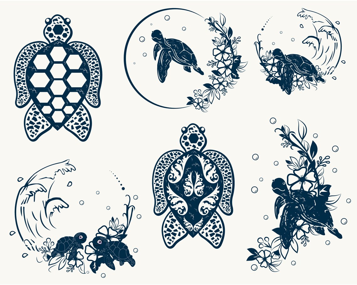 Tribal Turtle SVG: Sea Turtle Clipart, Ocean Animal Vector (digital ...