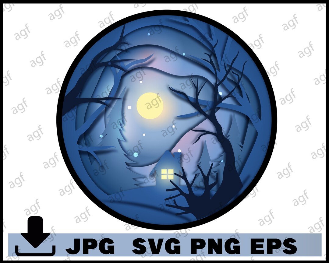 Shadowbox , Shadow Box Svg.moon Sv Shadowbox - Etsy