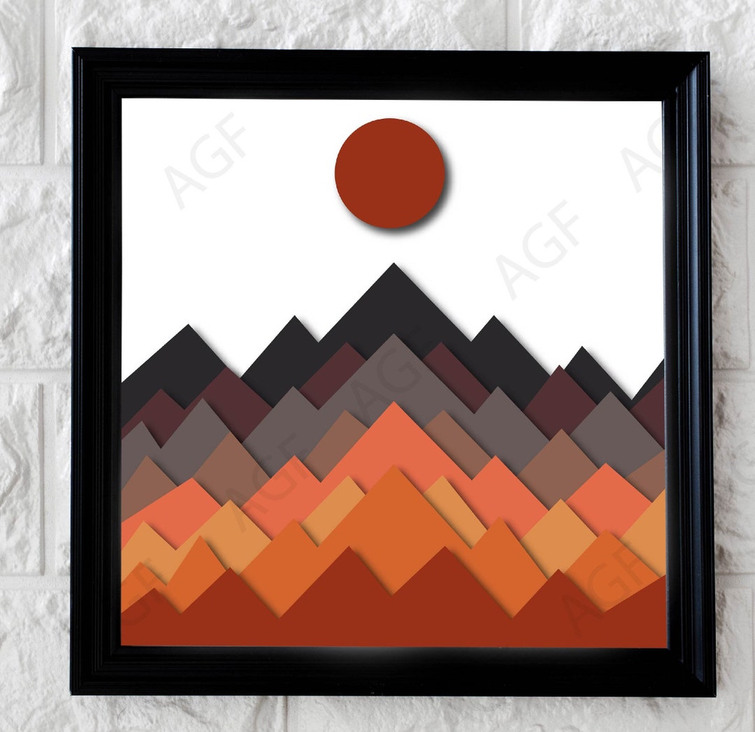 Mountain Shadow Box Bundle, Mountain Sunset Shadow Box Files, Paper Cut ...
