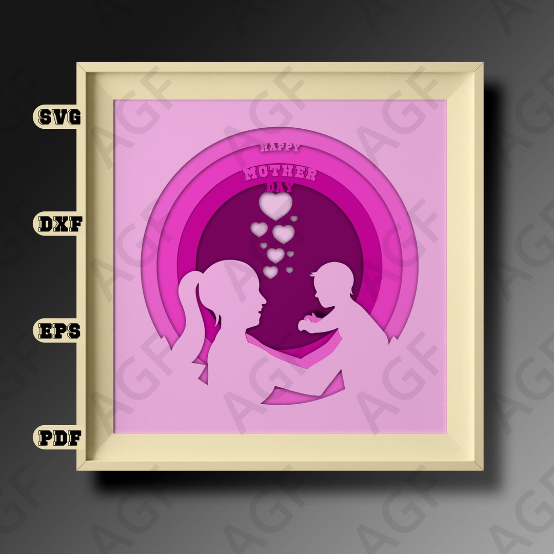 3D Mom Shadow Box, Mom Shadow Box Svg, Mom Paper Cut Light Box, 3D Mom ...