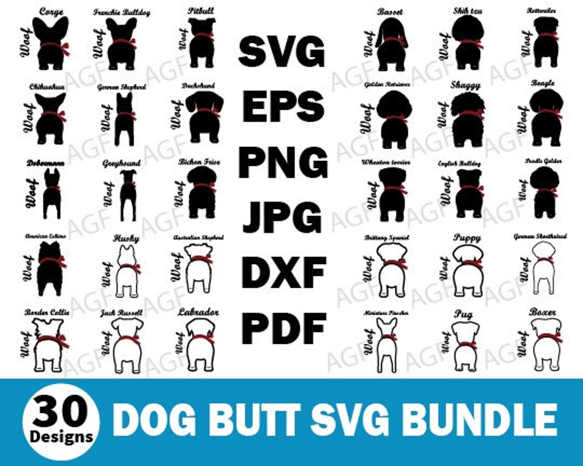 Dog Butt SVG Bundle, Dog but Svg, Dog SVG, Street Design, Dow Paws SVG ...