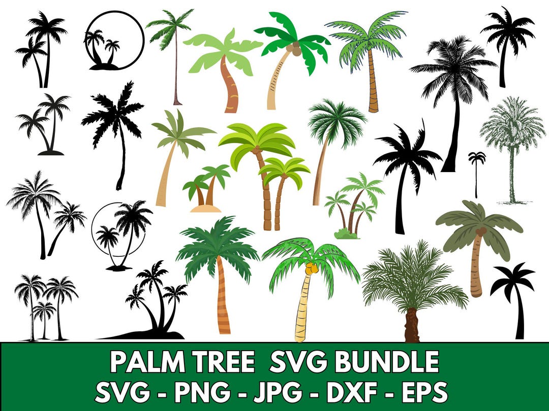 Palm Tree SVG Bundle: Tropical Silhouette Cut Files (digital Download ...