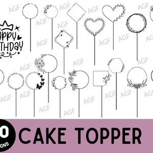 Happy Birthday Cake Topper SVG Bundle (digital Download) - Etsy
