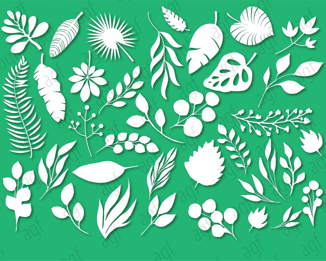 Leaves SVG Bundle: Hand-drawn Greenery, Leaf Border (digital Download ...