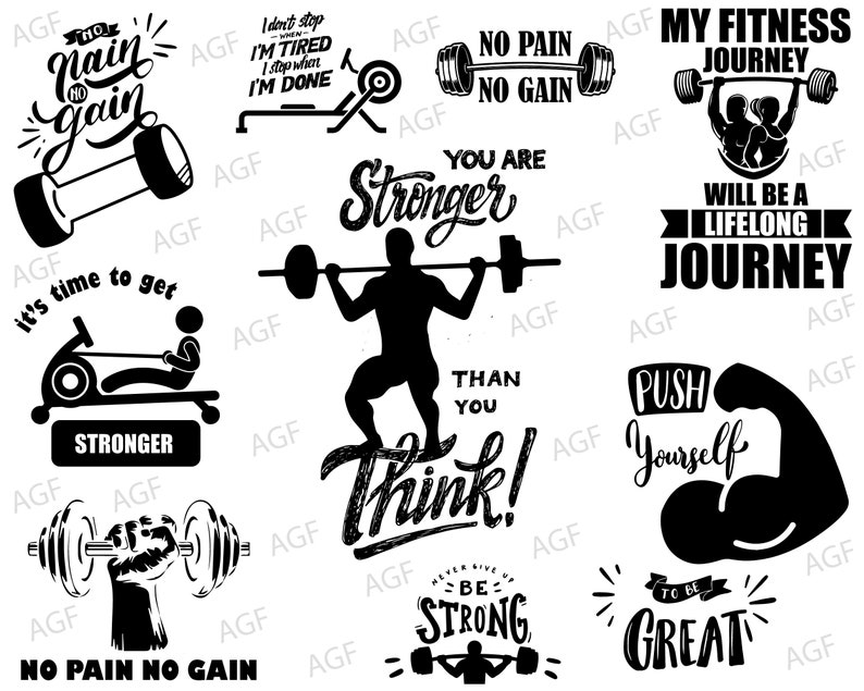 Gym Svg Bundle Exercise Svg Fitness Svg Motivational Svg - Etsy UK