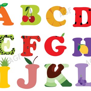 Fruit Alphabet SVG Bundle: Clipart Fonts (digital Files) - Etsy