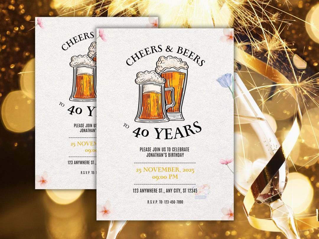 Cheers and Beers Birthday Invitation: Editable Beer Party Card (digital ...