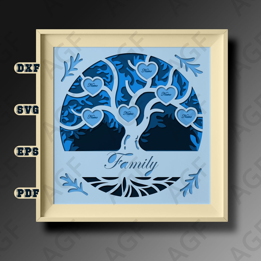 Customizable 3D FAMILY Shadow Box Svg, Family Shadowbox, Custom Name ...