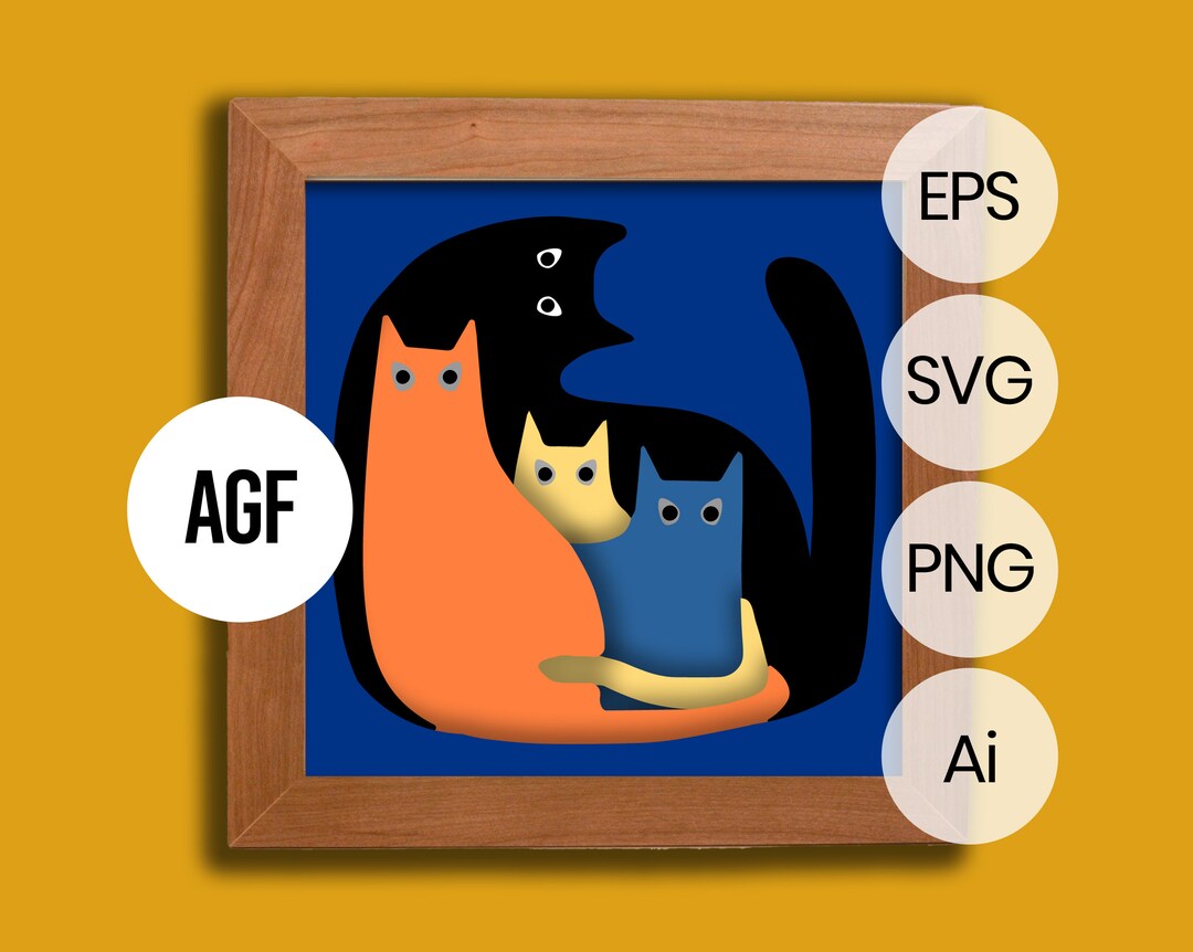 3d Cute Cats, Shadow Box Templates, 3D Cat Shadow Box ,boho Cat Shadow ...