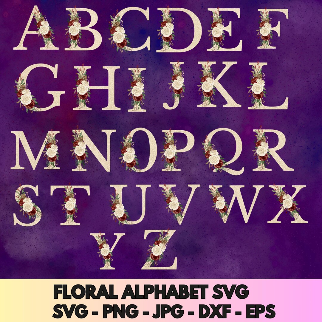 Golden Floral Abc| Floral Alphabet Png|aesthetic Alphabet |spring ...