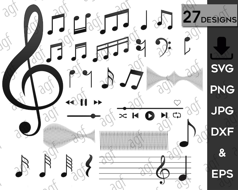 Music Notes Svg Musical Notes Clipart Musical Notes Svg - Etsy