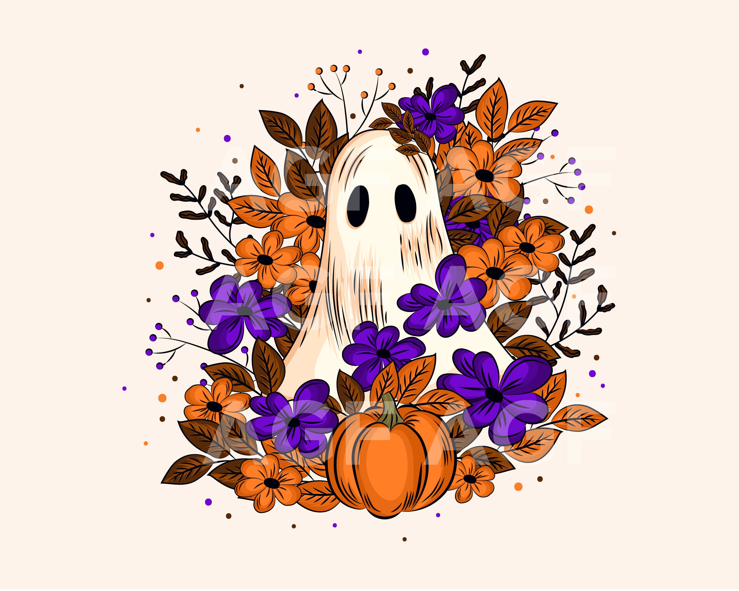 Halloween PNG, Fall PNG, Pumpkins, Leaves PNG, Watercolor Sublimation ...