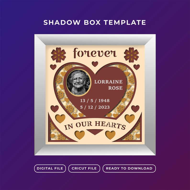 CUSTOMIZABLE 3D MEMORIAL Shadow Box Svg - for Cricut - Etsy