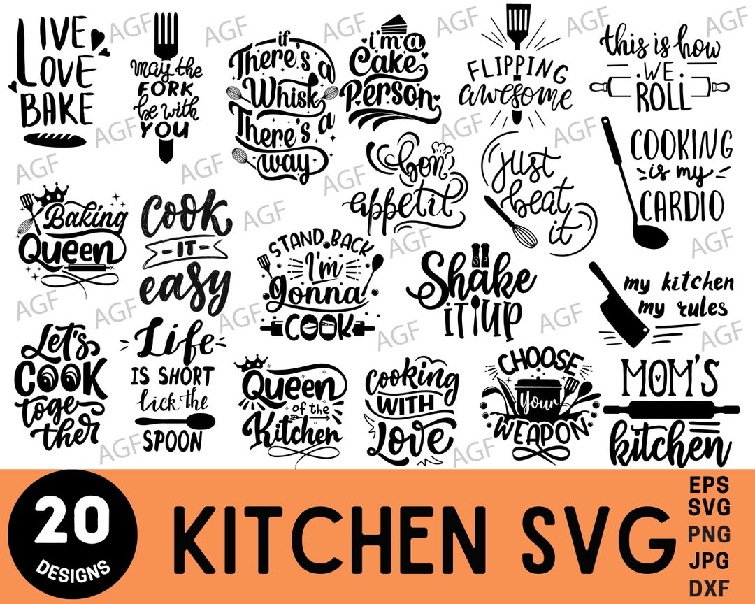 Kitchen Quotes SVG Bundle: Cooking & Baking Designs (digital Download ...