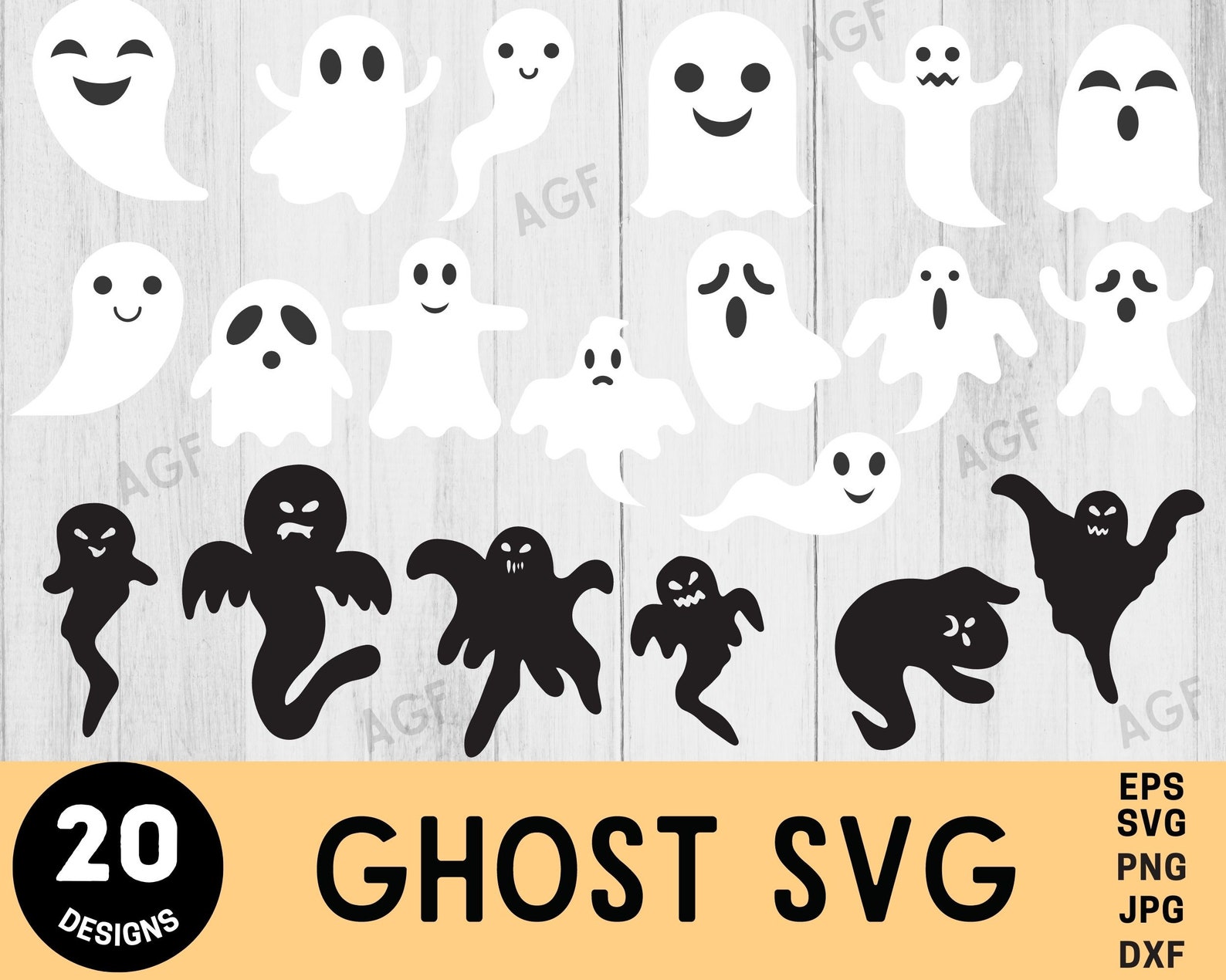 Ghost Svg Bundle, Cute Ghost Bundle, Halloween Svg, Halloween Clipart ...