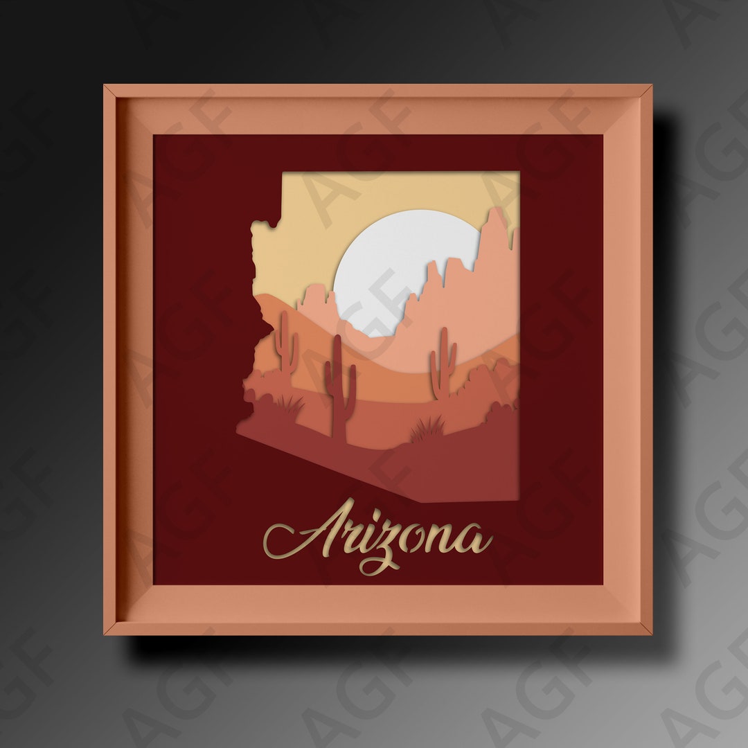 Arizona State SVG, 3d Arizona Svg, Shadowbox Svg, Layered Arizona State ...
