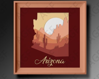 Arizona State SVG, 3d Arizona Svg, Shadowbox Svg, Nature Svg, Layered ...