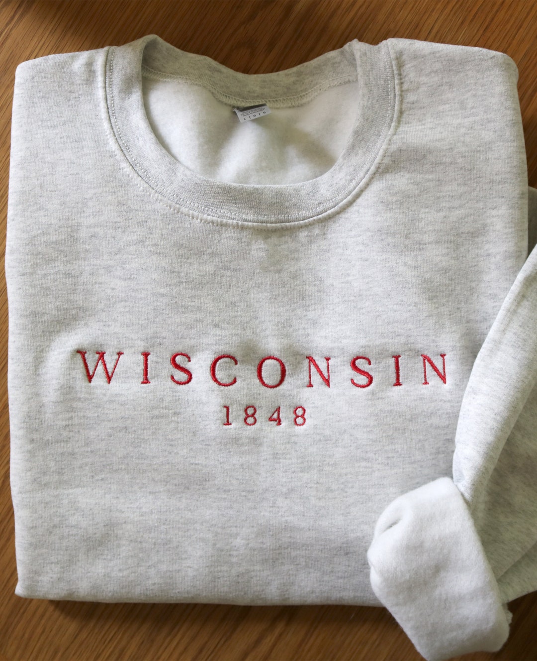 Embroidered Wisconsin Crewneck - Etsy