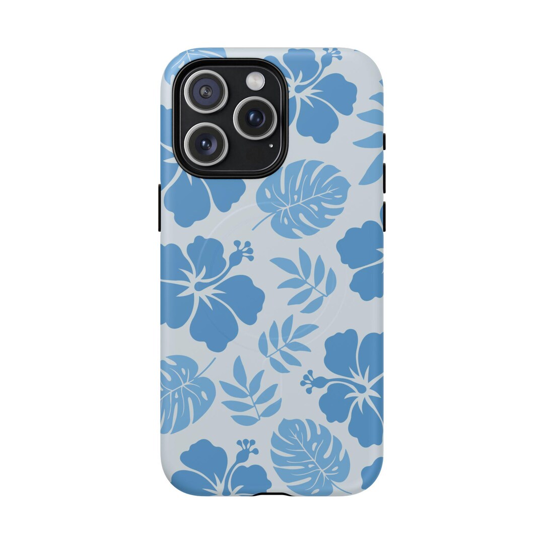 Blue Hawaiian Hibiscus Magsafe Tough Phone Case, iPhone 14/15/16 Cover ...