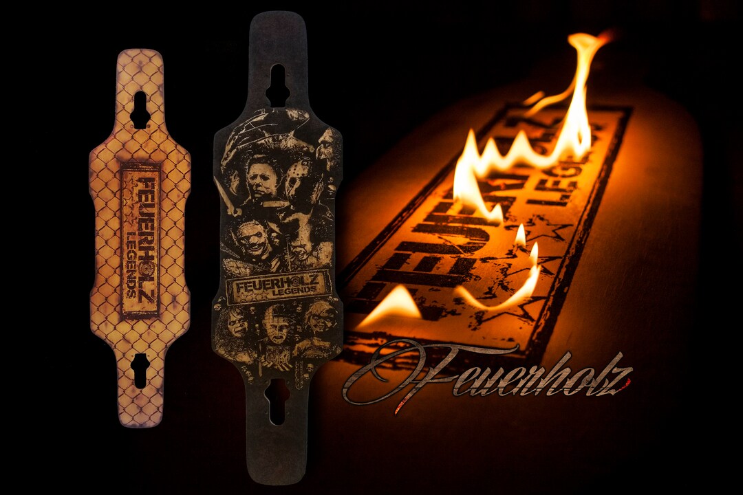 Firewood Longboard, Pyrography Artwork legends of Horror One of a Kind ...