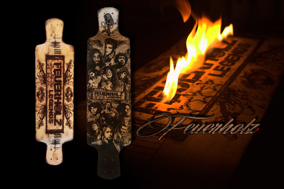 Firewood Longboard, Pyrography Artwork legends of Music One of a Kind ...