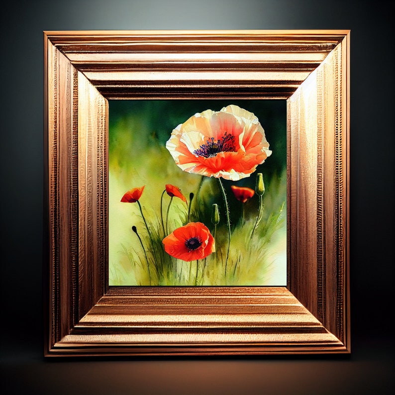 Poppy Watercolor Print Digital Download - Poppy Art Minimalist Decor ...