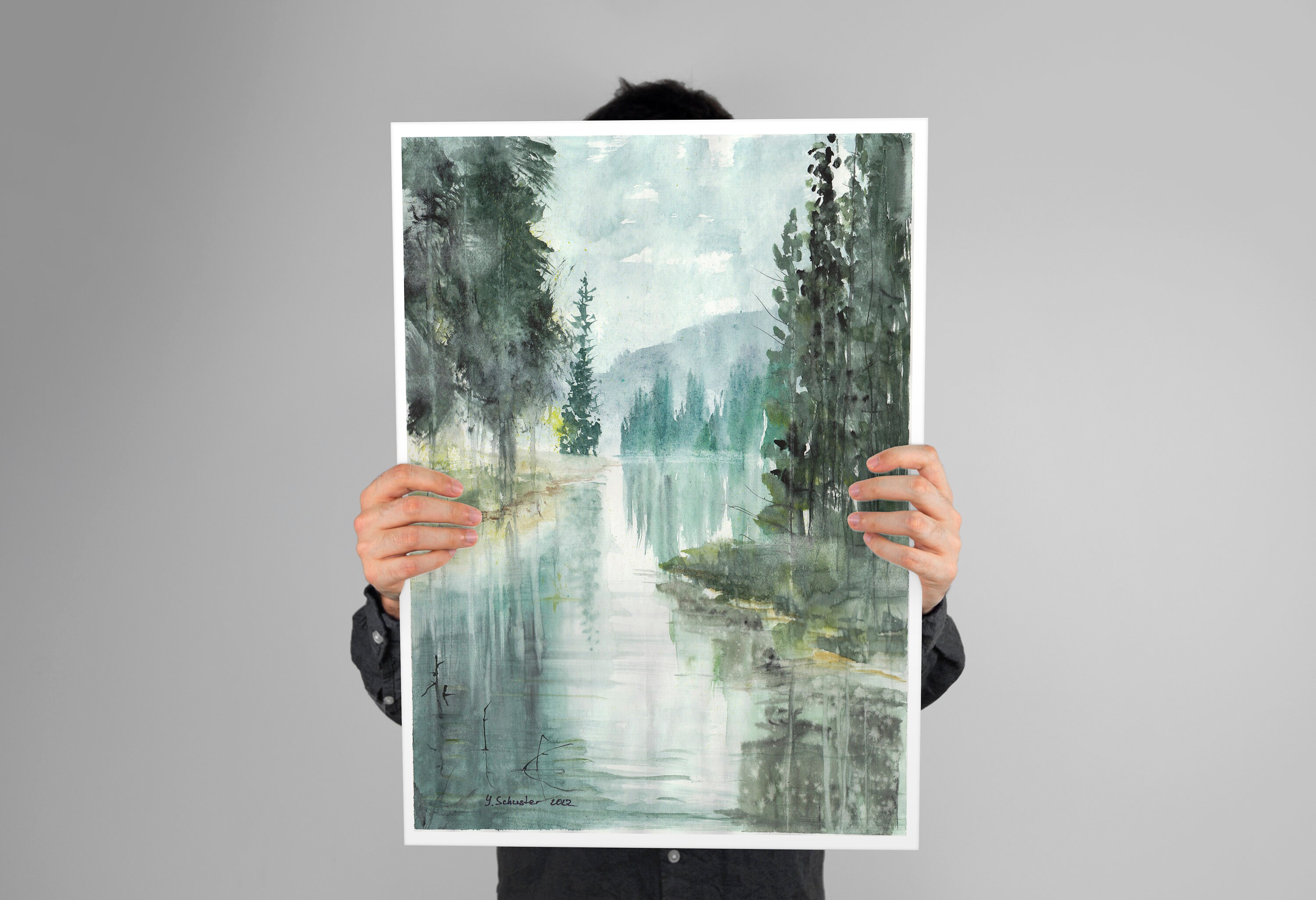 Watercolor Painting "homeland " , Forest Print, Nature Print, Landscape ...