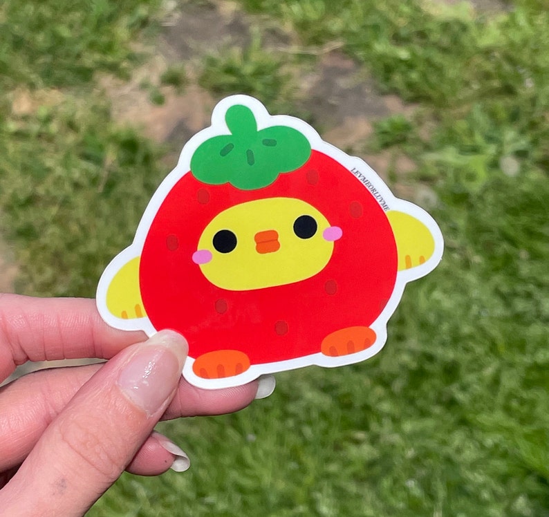 Strawberry Duck Vinyl Sticker/ Kawaii Sticker/waterproof Stiker - Etsy