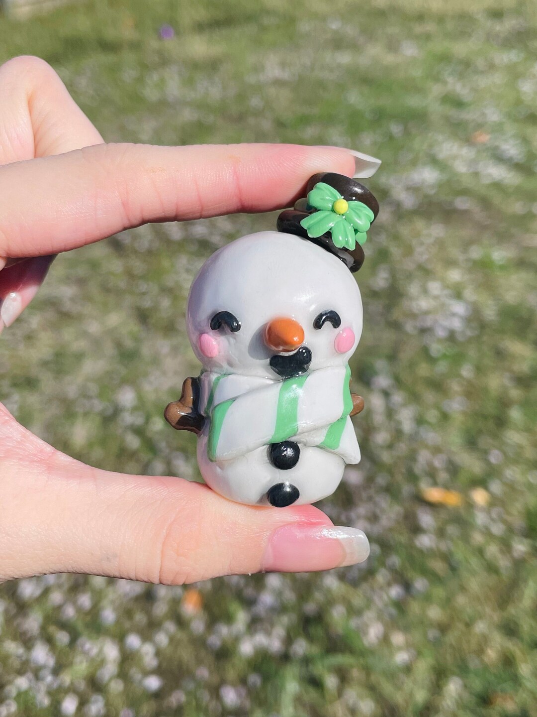 Jolly Snowman Polymer Clay Figurine/sculpture/holiday - Etsy