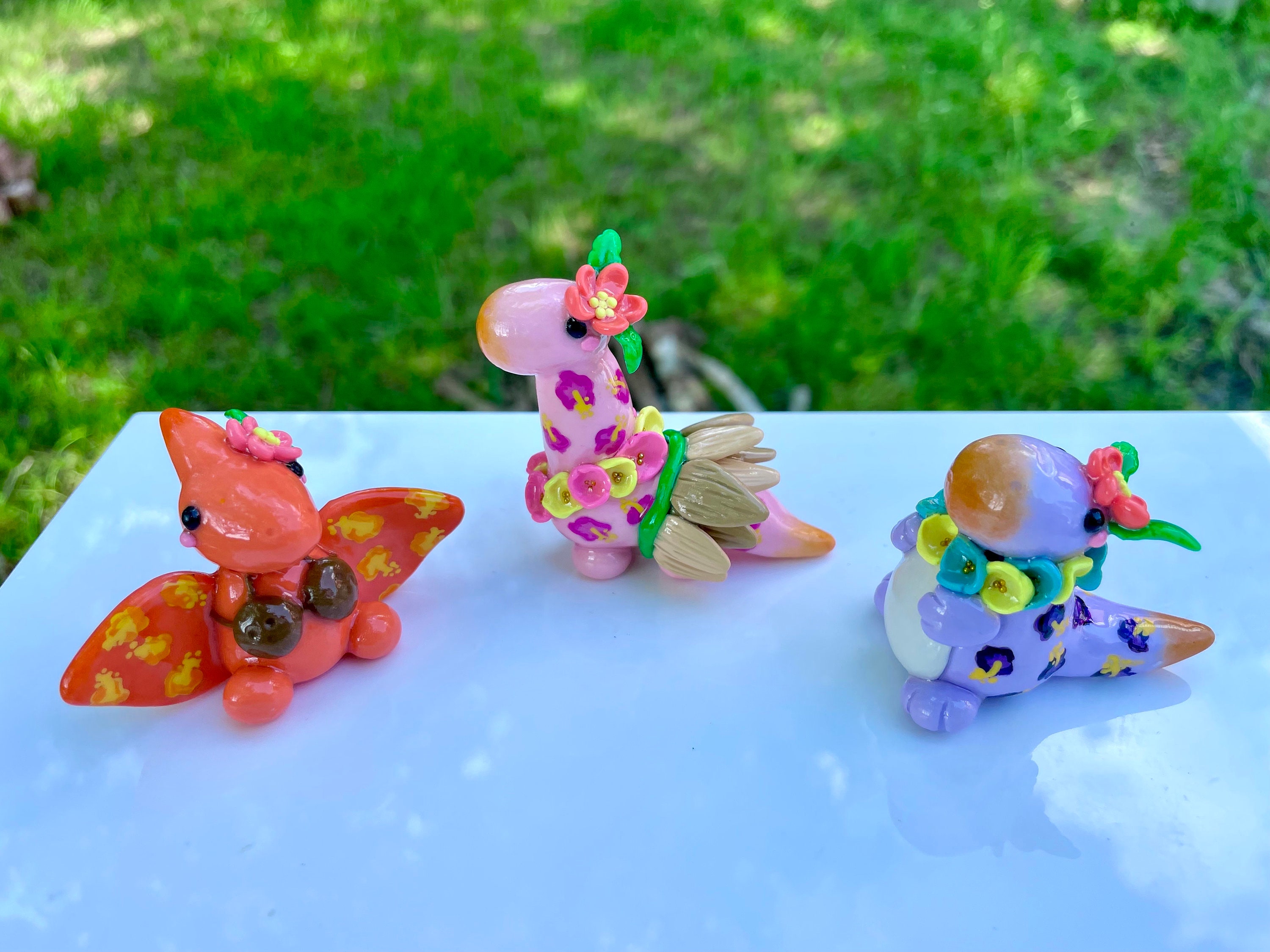 Aloha Dino Sculpture/ Polymer Clay Summer Dino Sculpture/dino Desk ...