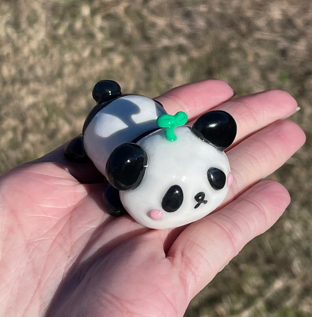 Sad Sprout Panda Polymer Clay Figurine//sculpture//desk Buddy - Etsy