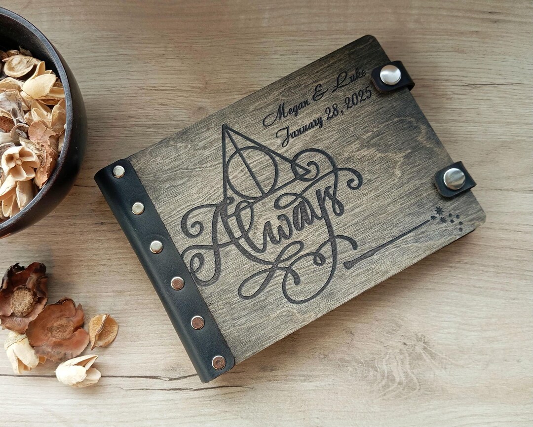Engraved Wooden Guest Book – Personalized Wedding Memory Album - Etsy