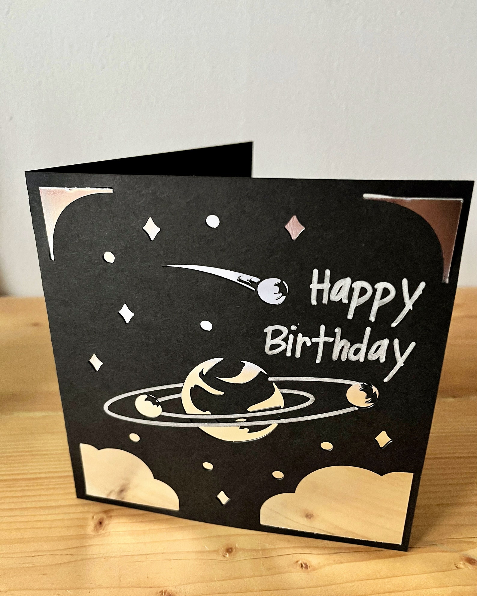 Space Planets Birthday Card. Stargazer. Astronomy. Saturn Birthday Card ...