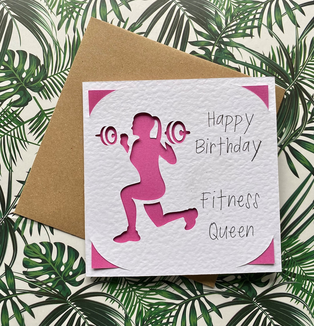 Birthday Fitness Queen Gym Weightlifting Card. Workout Birthday Card ...