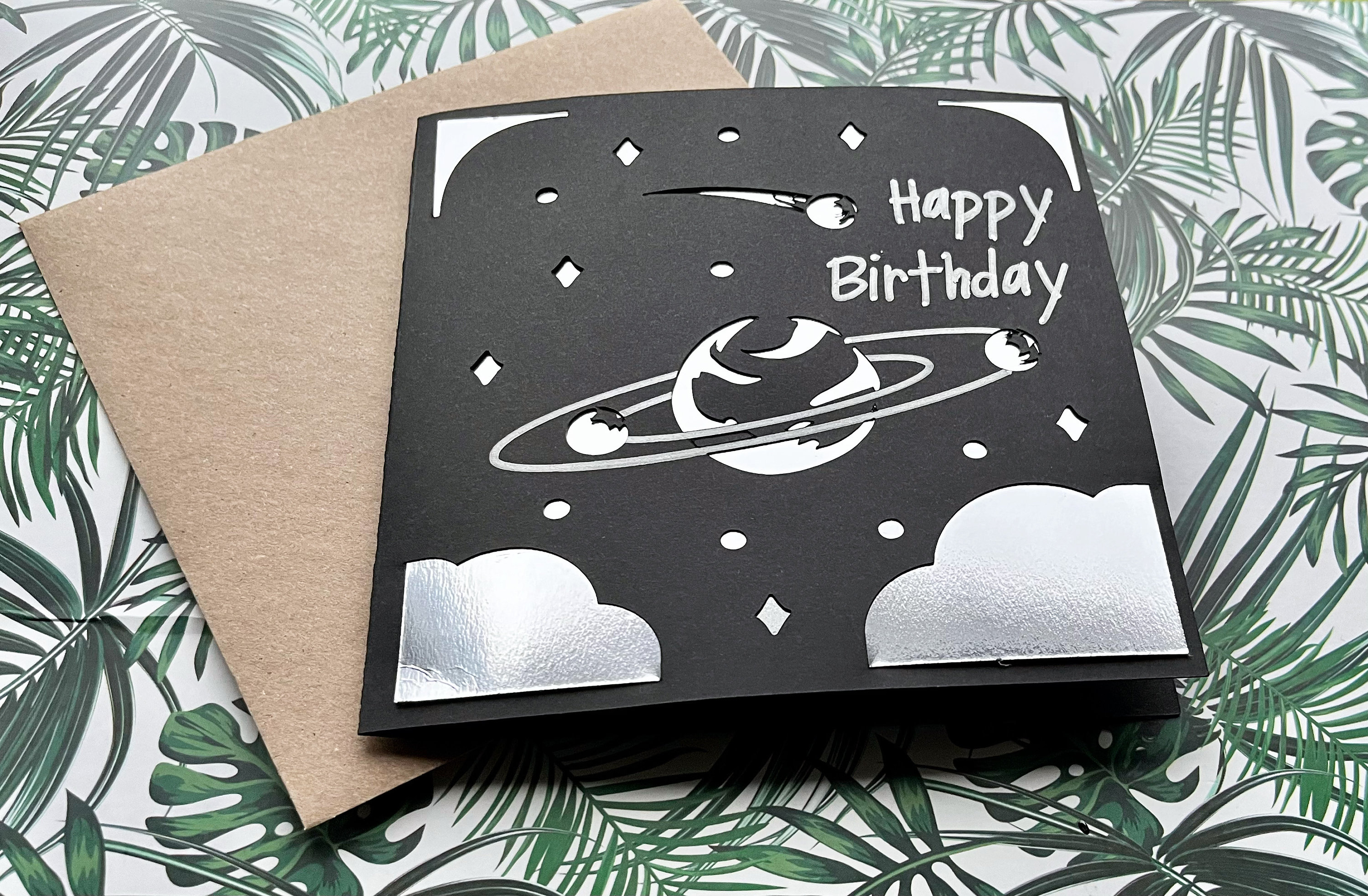Space Planets Birthday Card. Stargazer. Astronomy. Saturn Birthday Card ...