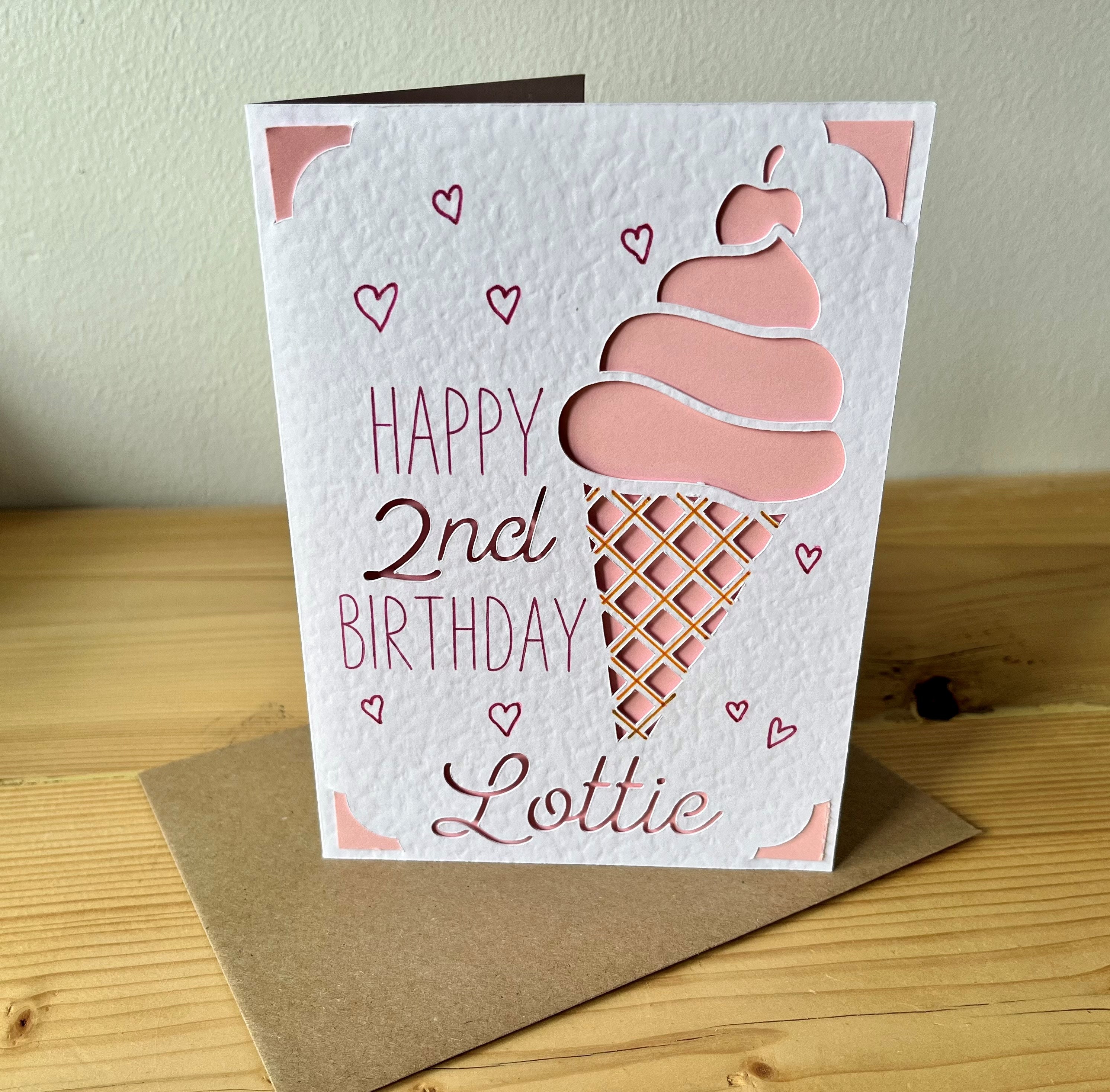 Happy Birthday Ice Cream Cut Out Card. Child's Age & Name. - Etsy