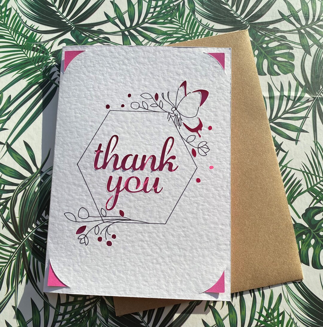 Thank You Card With Butterflies. Floral Thank You Card. Butterfly Thank ...