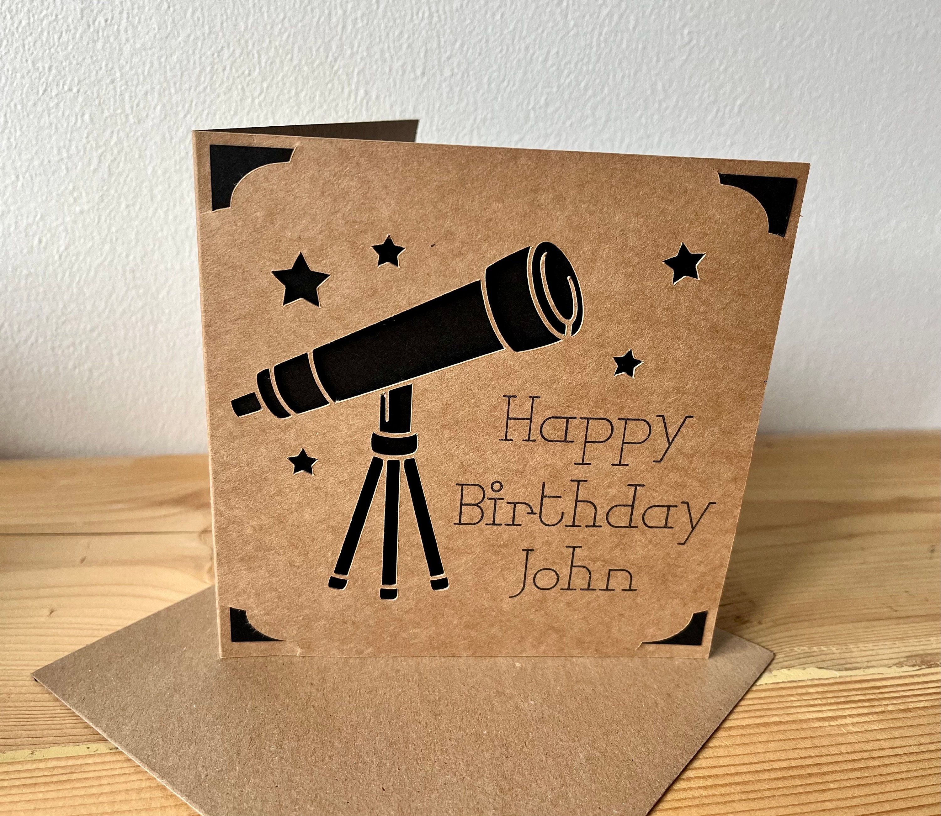 Space Telescope Birthday Cut Out Card. Personalised Birthday Card ...