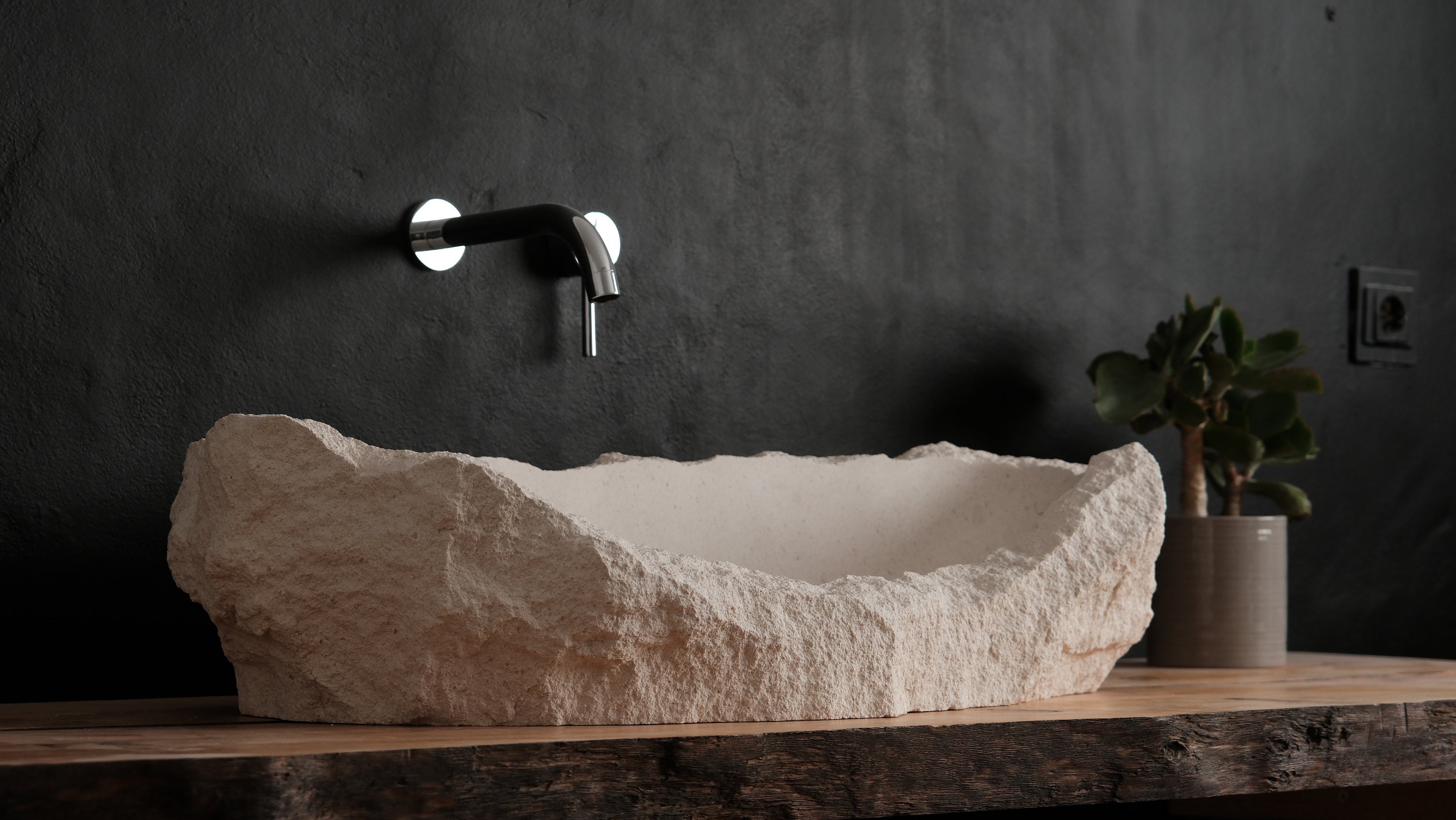 Handcrafted Caliza Capri Limestone Vessel Sink - Cream Stone Bathroom ...